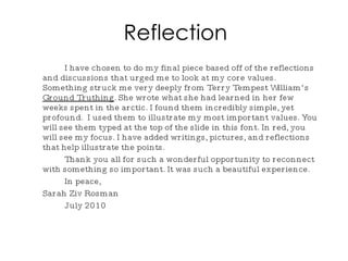 Deep Ecology Reflection 2010 | PPT