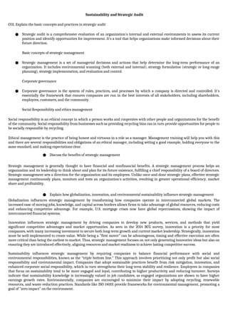 Sustainability and Strategic Audit CO1. Explain the basic concepts and ...