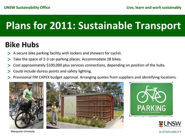 Sustainability at UNSW - November 2010 | PPT
