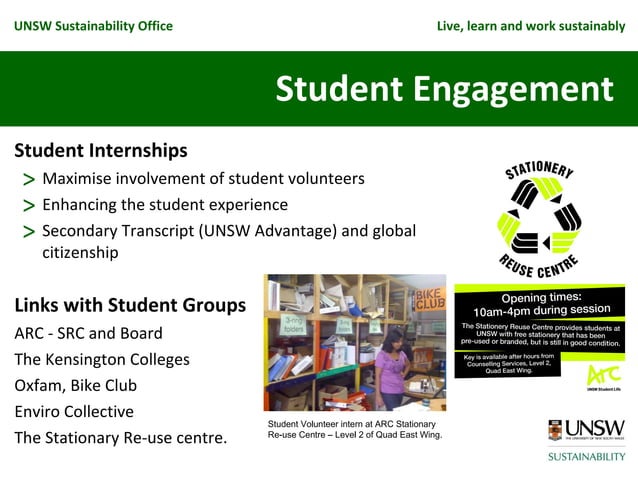 Sustainability at UNSW - November 2010 | PPT