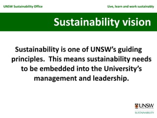 Sustainability at UNSW - November 2010 | PPT
