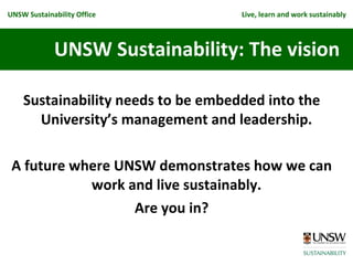 Sustainability at UNSW - November 2010 | PPT | Undergraduate Education ...