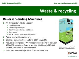 Sustainability at UNSW - November 2010 | PPT