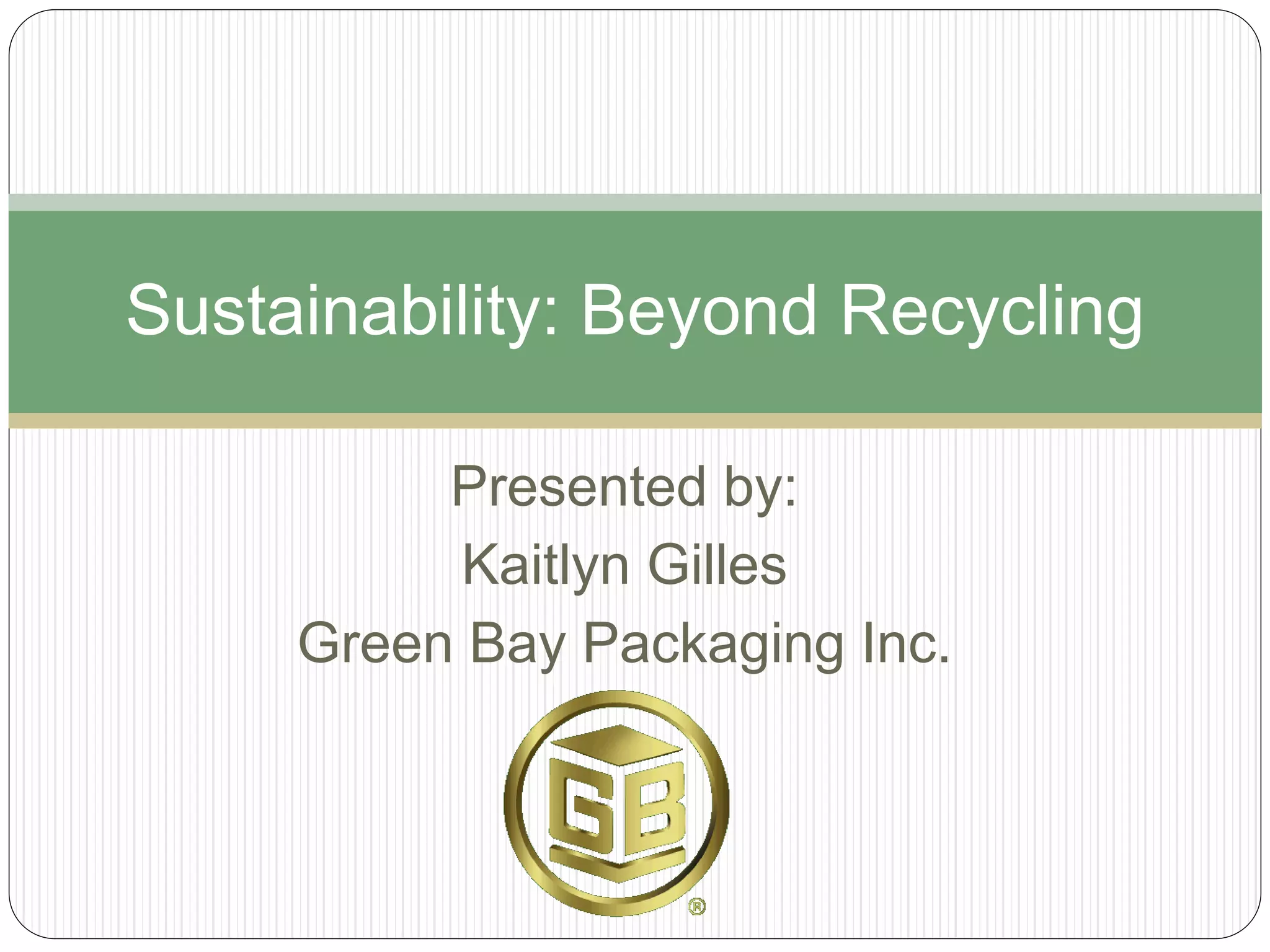 Sustainability Beyond Recycling | PDF