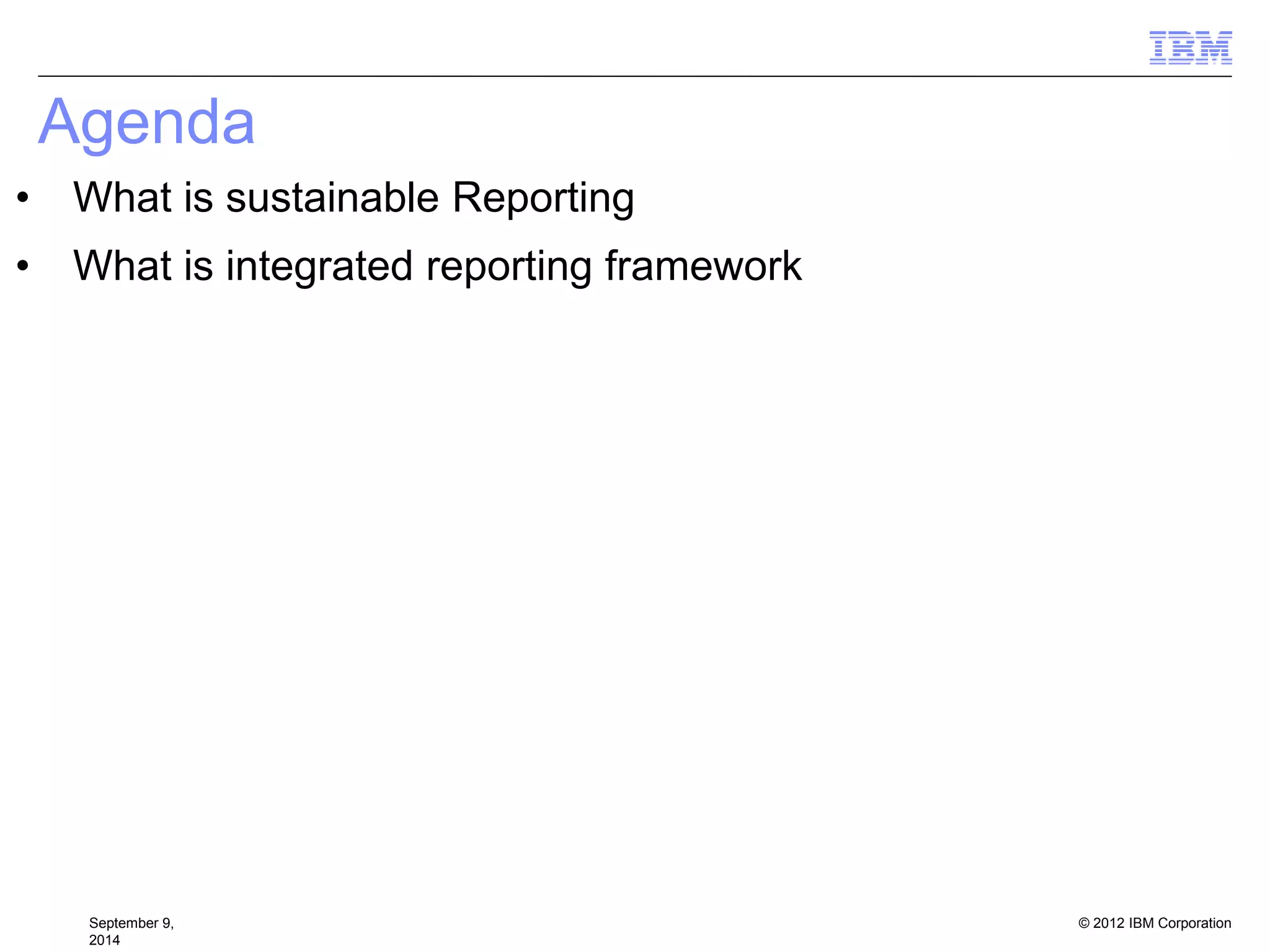 Sustainability and Integrated Reporting Framework | PPT