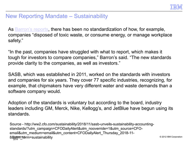 Sustainability and Integrated Reporting Framework - November 2018 | PPTX