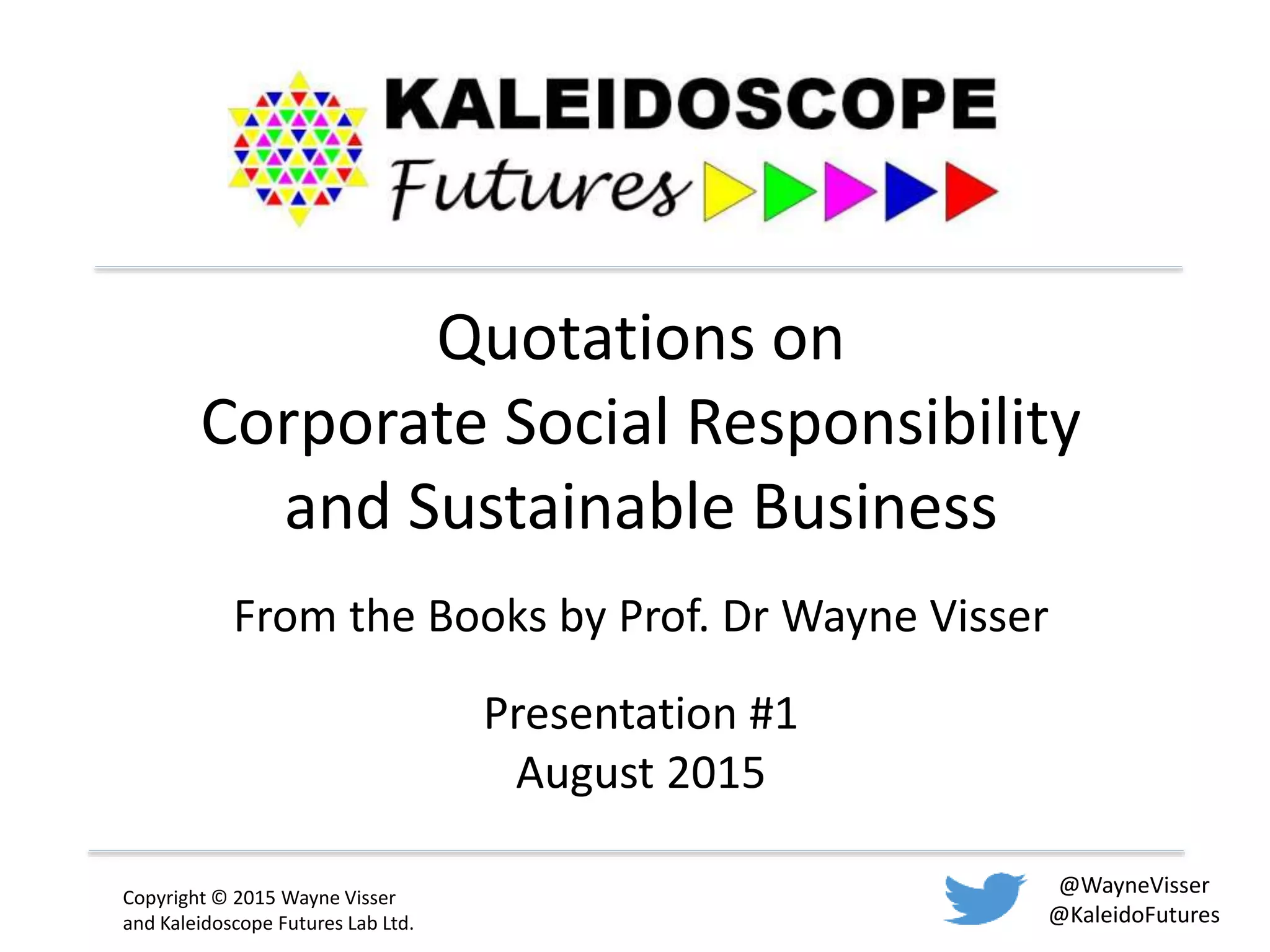 Quotes on Sustainability & Corporate Social Responsibility (CSR) | PPTX ...