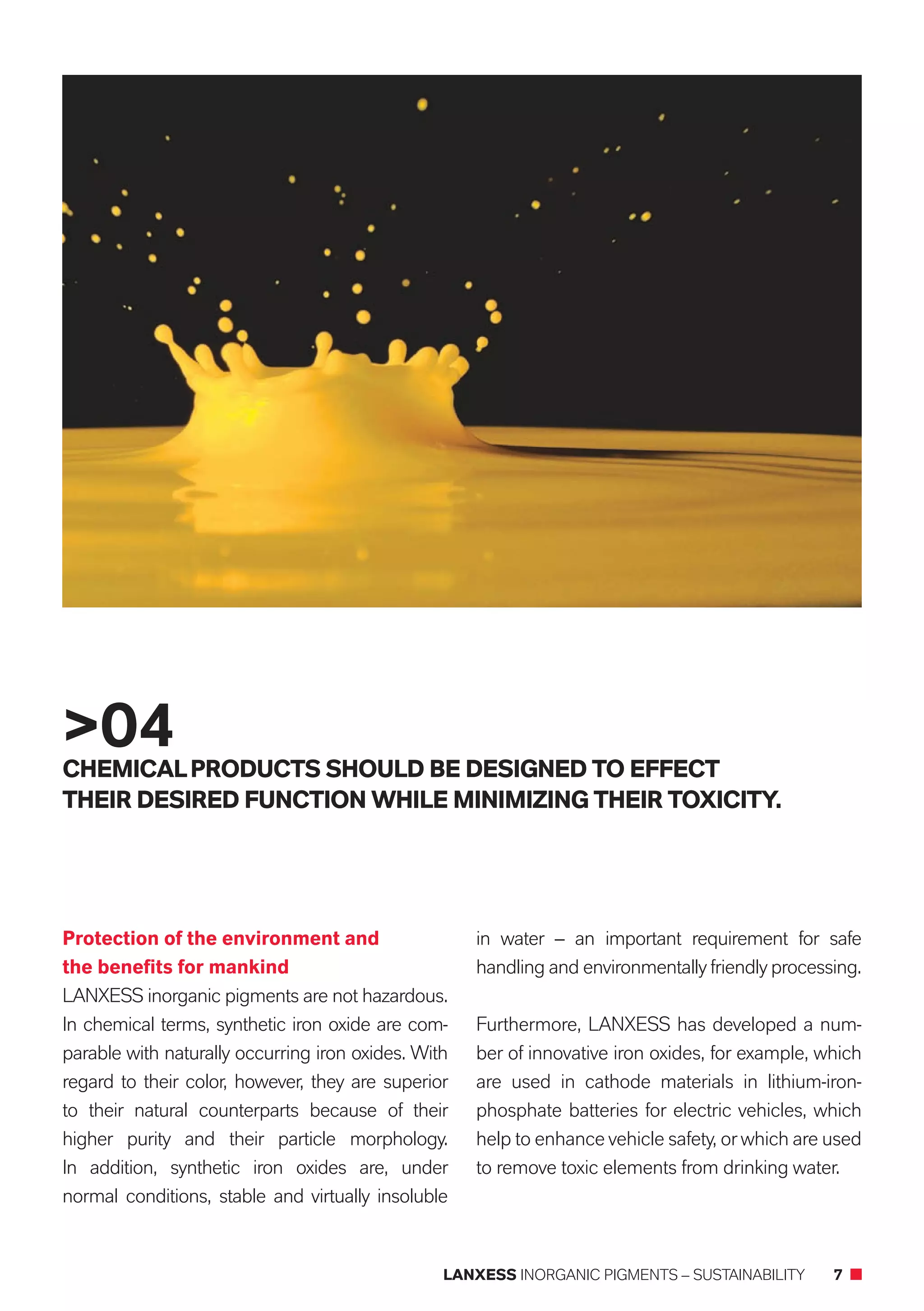 Sustainability brochure lanxess inorganic pigments | PDF