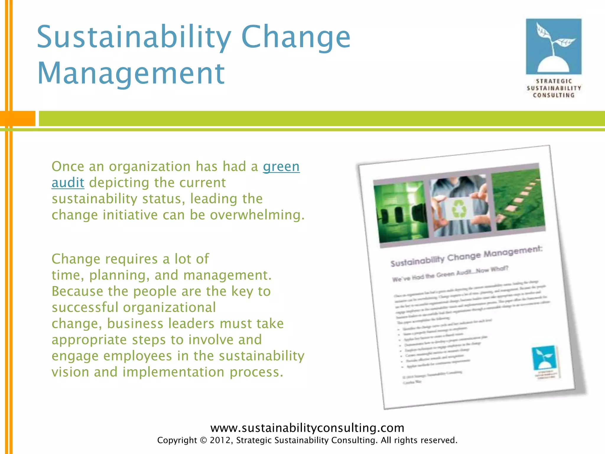 Sustainability Change Management: We've Had the Green Audit...Now What ...