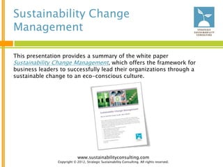 Sustainability Change Management: We've Had the Green Audit...Now What ...