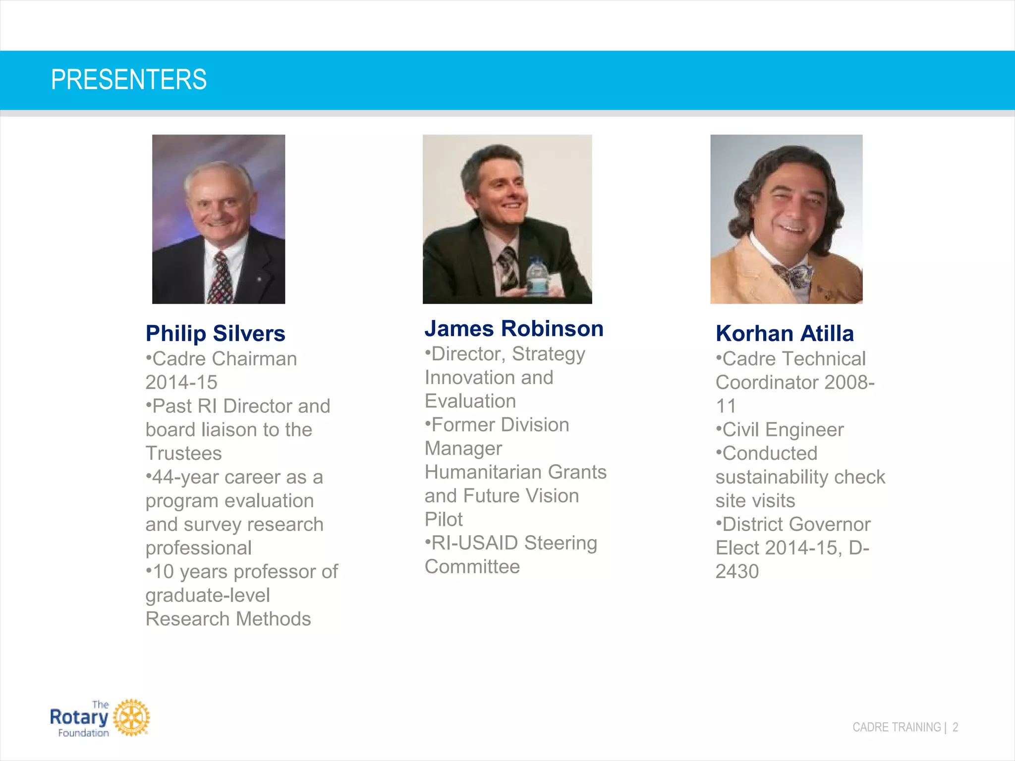 Rotary Foundation Cadre Training: Monitoring and Evaluation | PPT