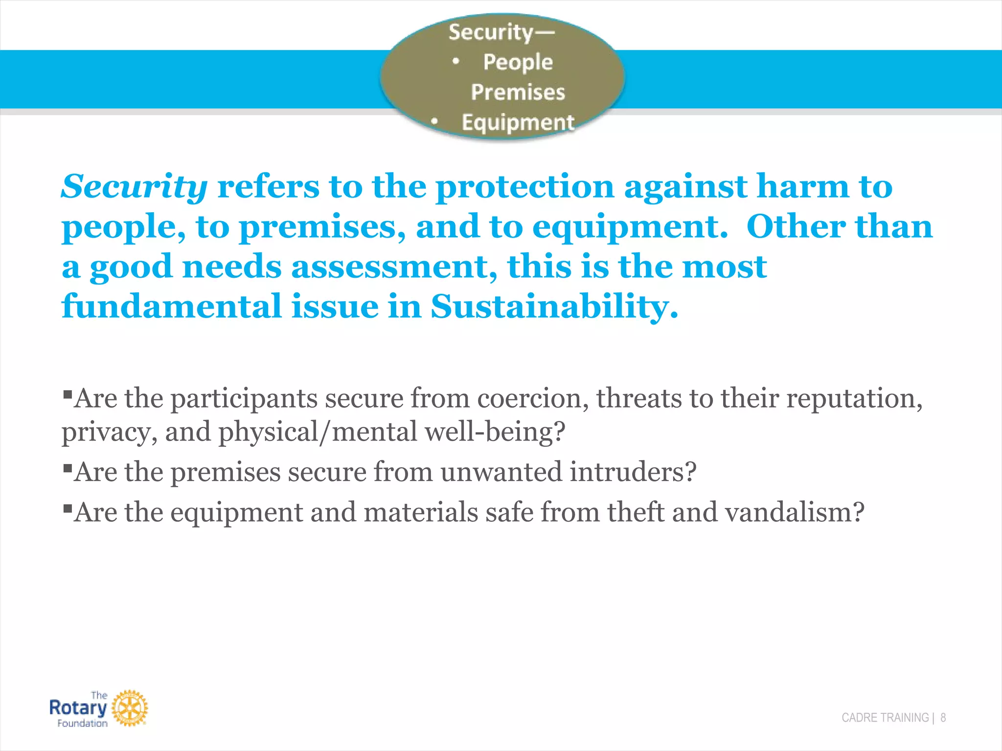 Rotary Foundation Cadre Training: Monitoring and Evaluation | PPT