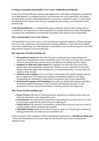 Sustainability Cover Letter. In the ever-evolving | PDF