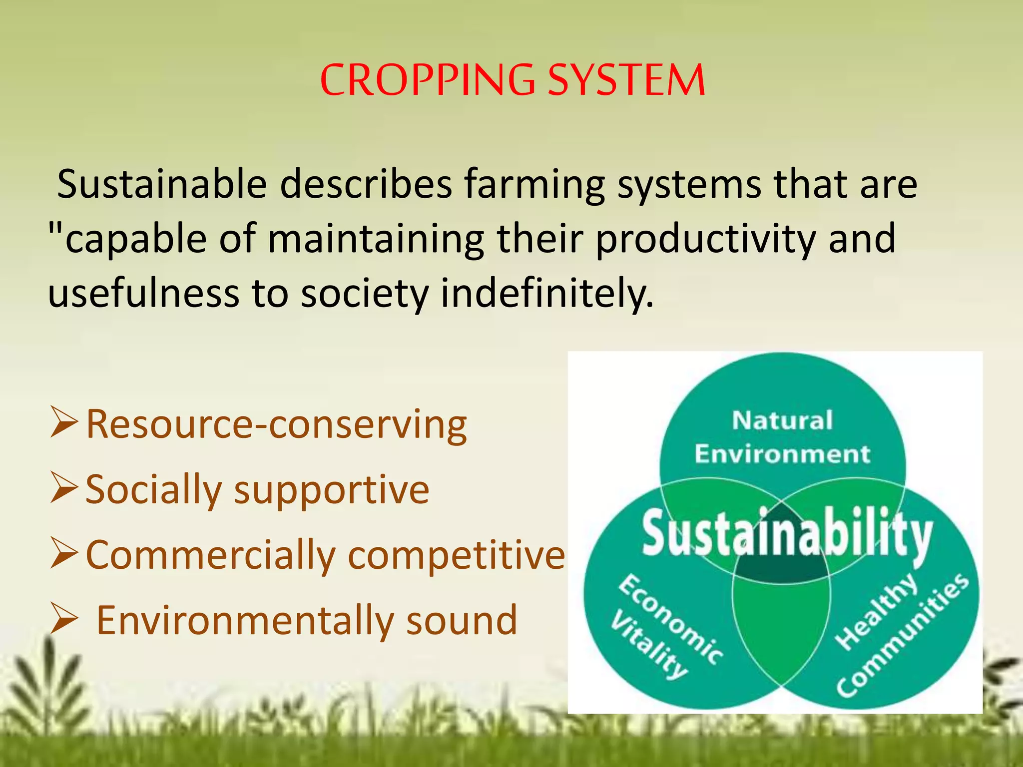 Sustainability in cropping system | PPTX