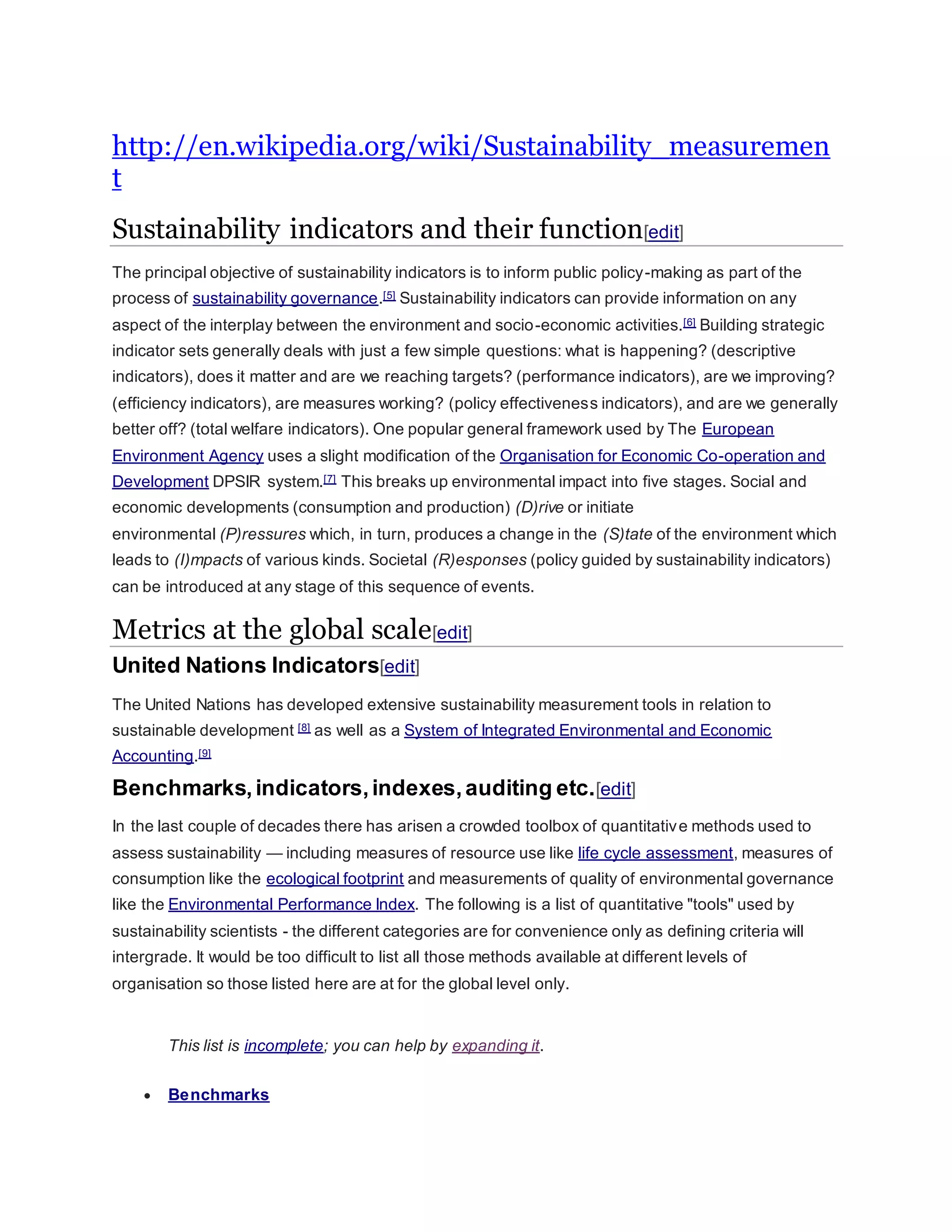 Sustainability indicator in the world | PDF