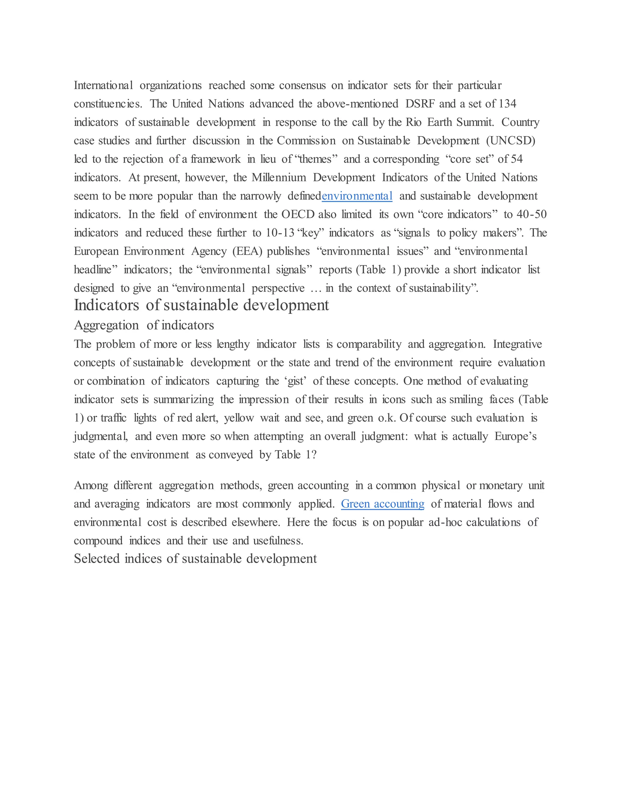 Sustainability indicator in the world | PDF