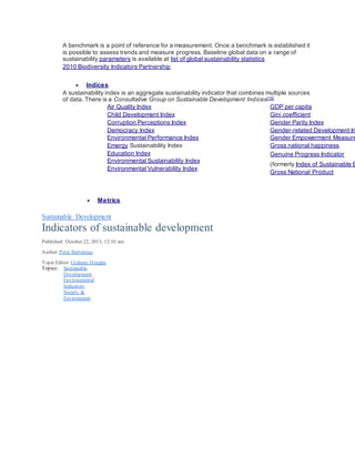 Sustainability indicator in the world | PDF