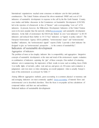 Sustainability indicator in the world | PDF