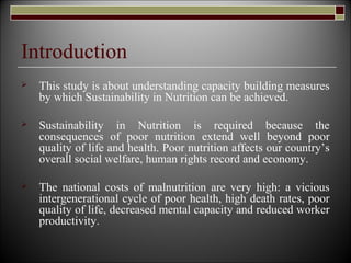 Sustainability in nutrition by capacity building | PPT