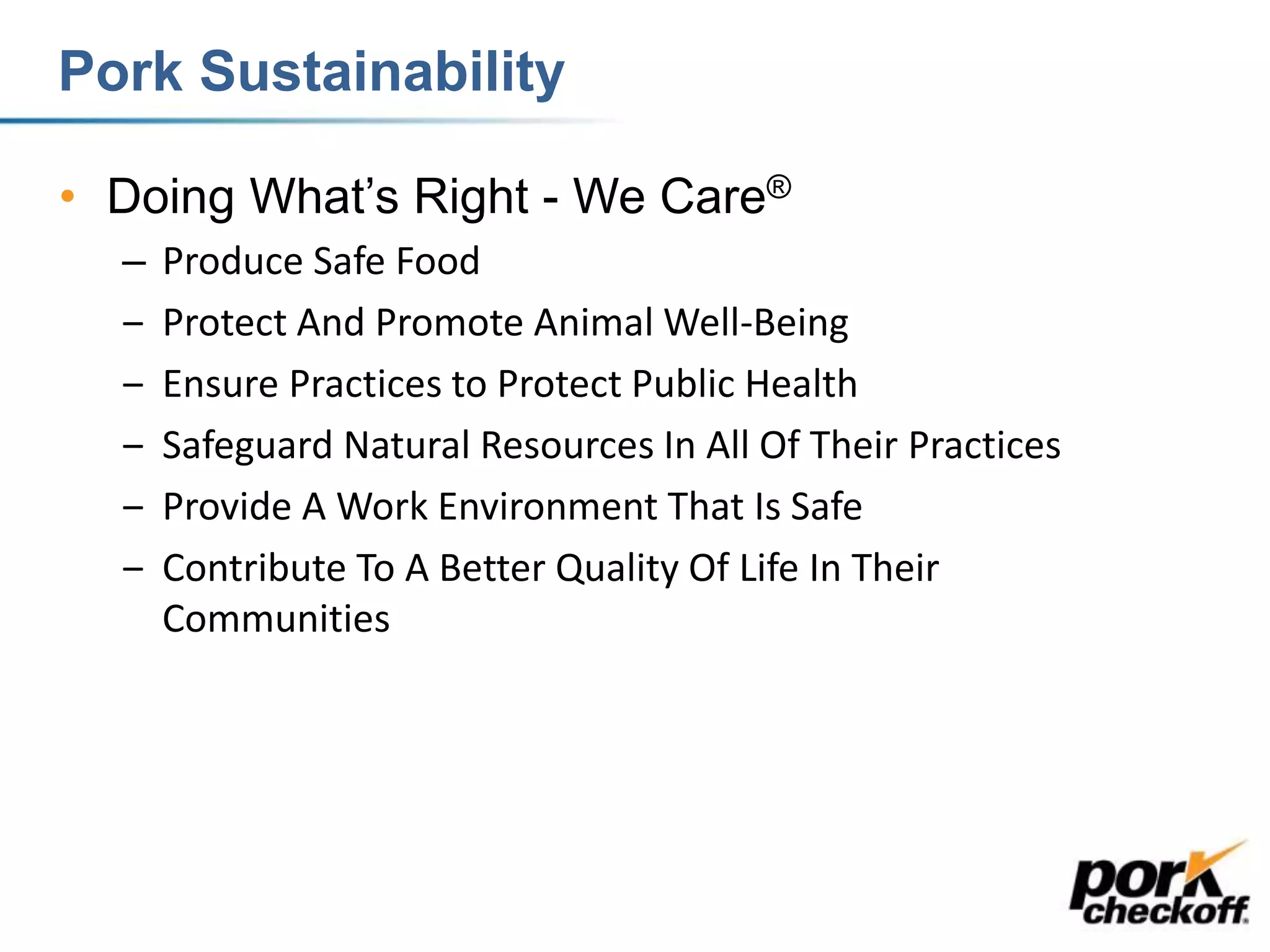 Sustainability in Pork Production - Pigs, Planet, People | PPTX