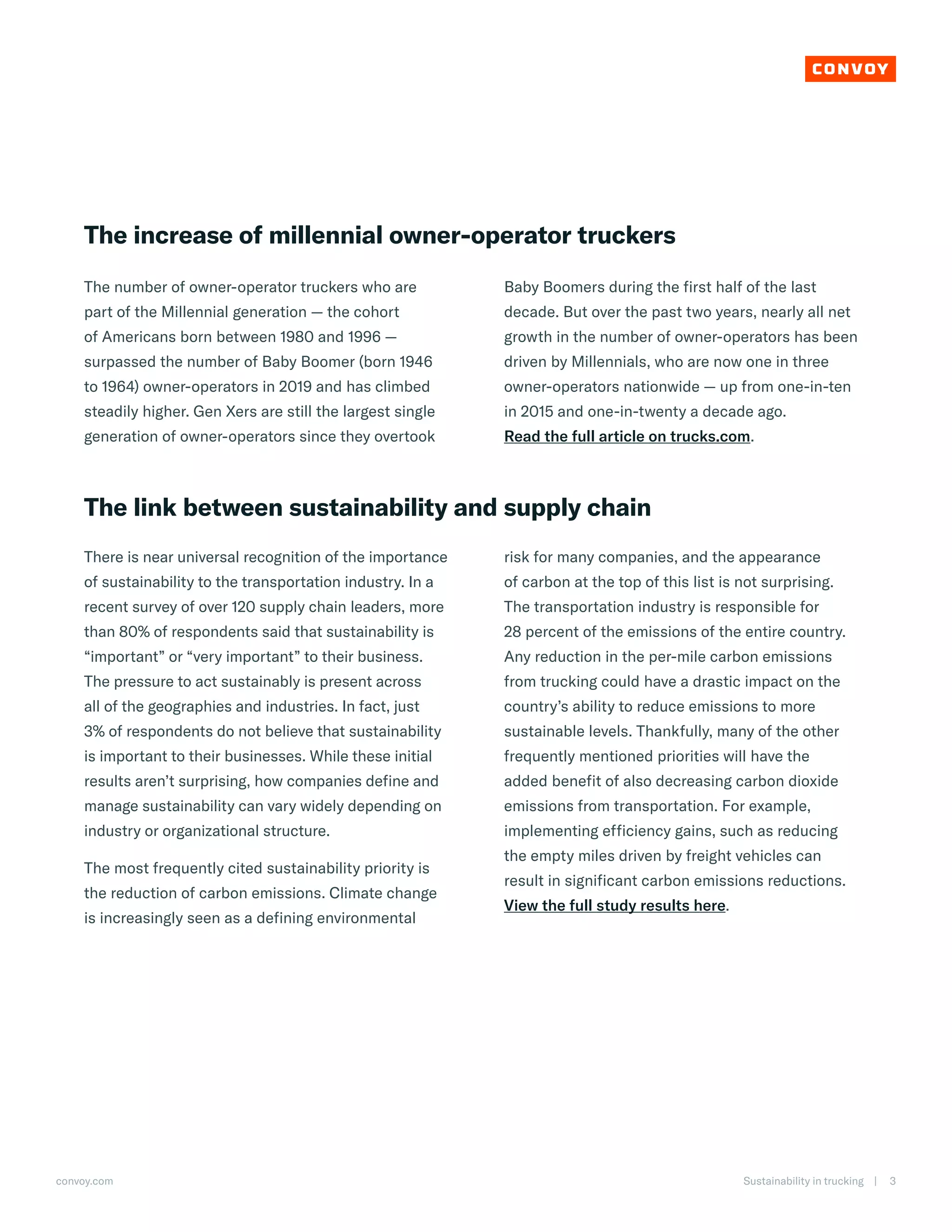 Sustainability in Trucking Report - February 2021 | PDF