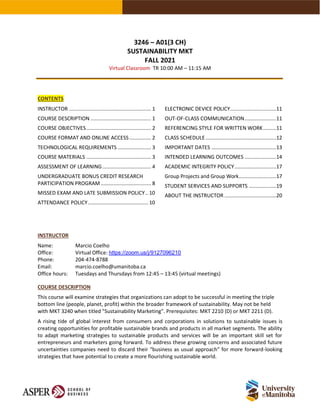 Sustainability mkt course_outline_a01 | PDF