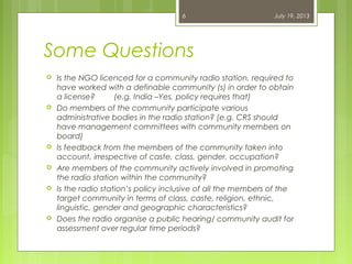 Sustainability of a Community Radio | PPT