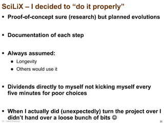 Sustainability of Scientific Software: Experience from Several Projects ...