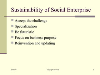 Sustainability of social entrepreneurship | PPT