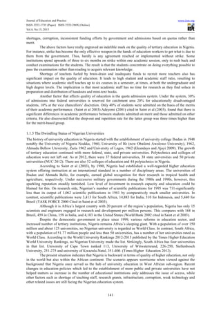 Sustainability of tertiary education through quality assurance and development in nigeria | PDF