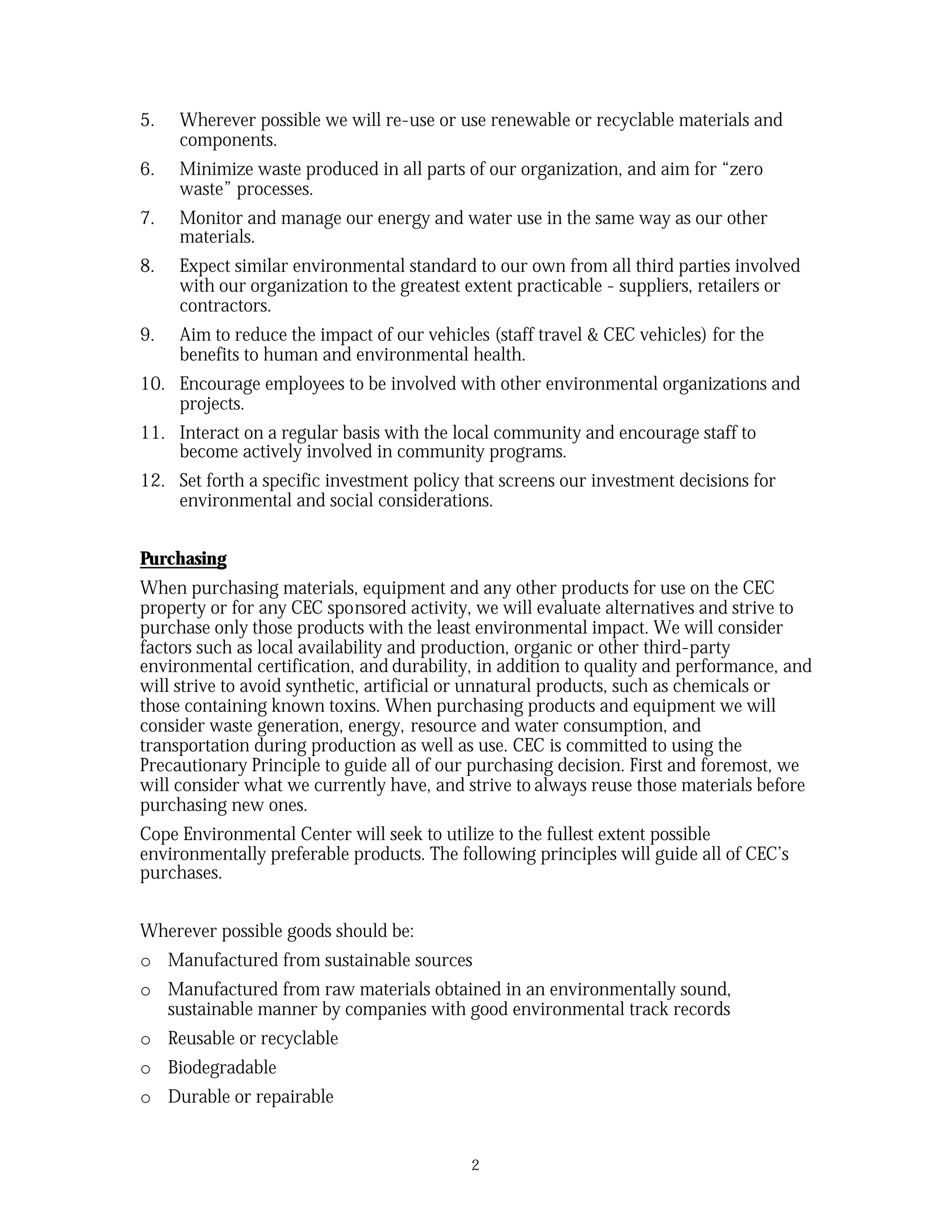 Sustainability policy | PDF