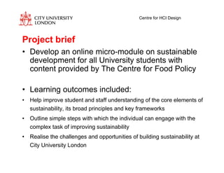 Designing and Developing an Online Micro-Module on Sustainability for City University | PPT