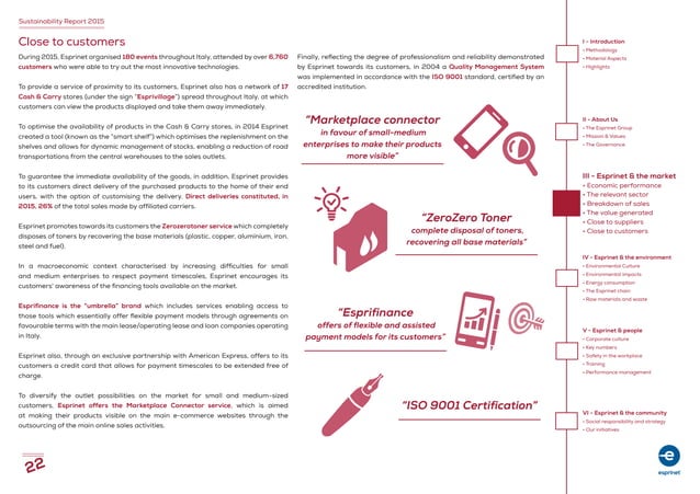 Sustainability report 2015 Esprinet | PPT