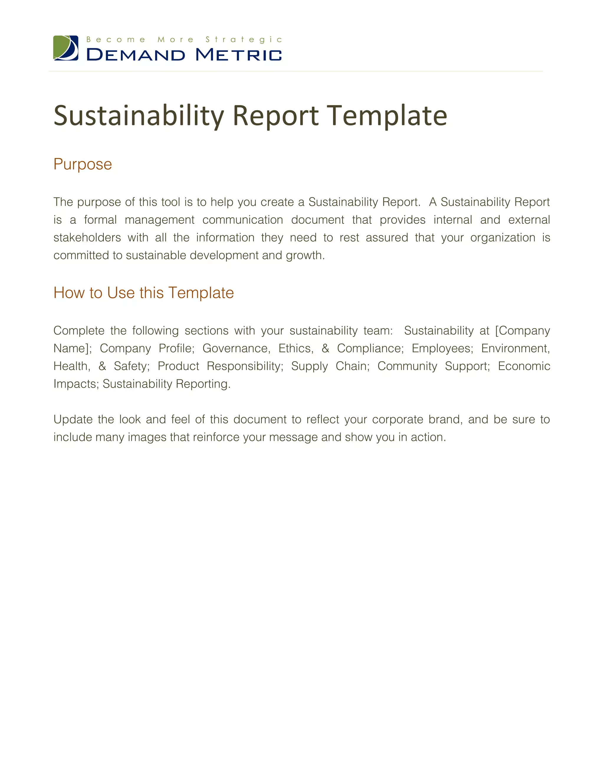 Sustainability Report Template | DOC