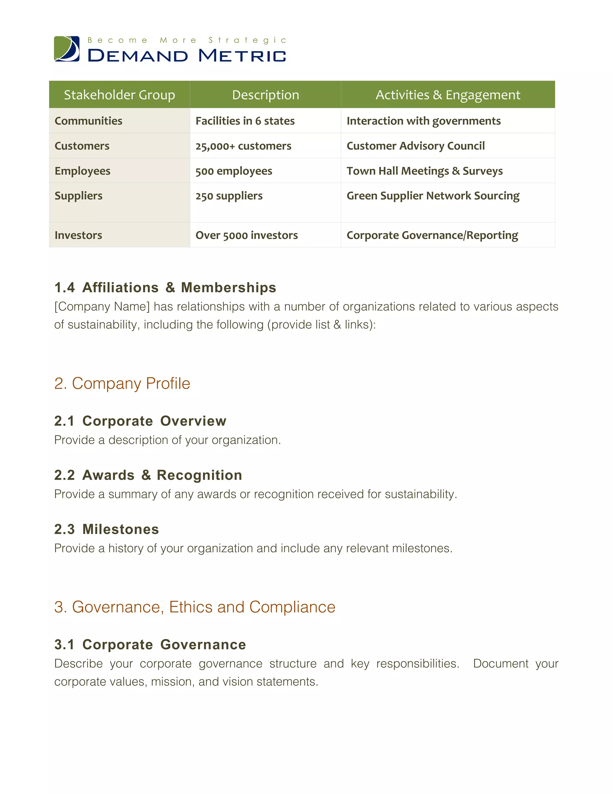 Sustainability Report Template | DOC