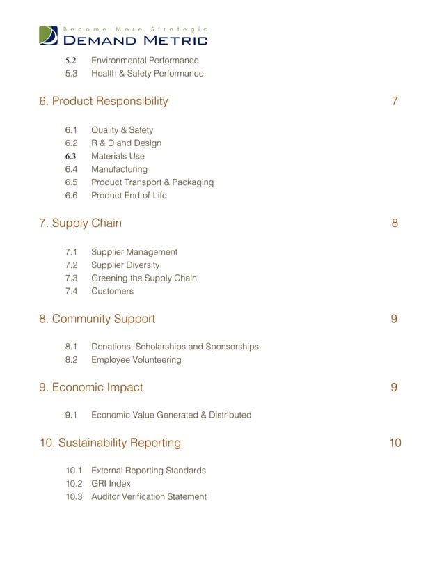 Sustainability Report Template | DOC