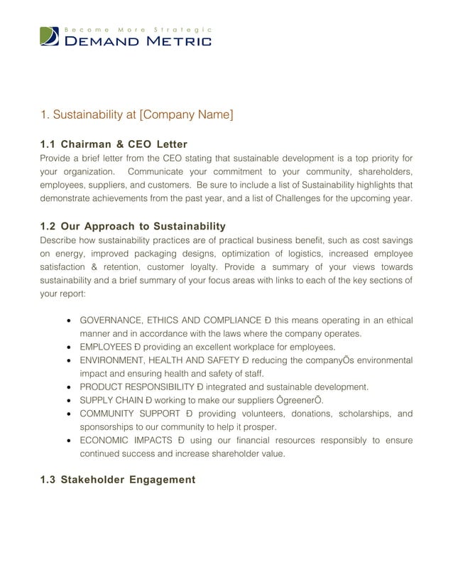 Sustainability Report Template | DOC