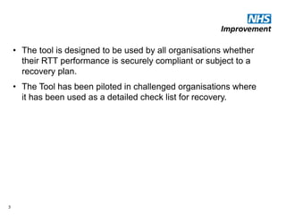 Elective Care Conference: overview of the RTT Sustainability and ...