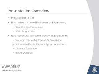 Sustainabilty Innovation At Bth (Oct 2009) | PPT