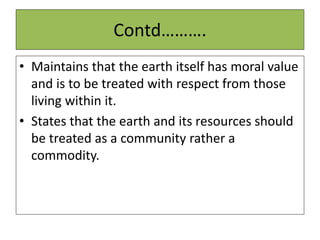 Environmental ethics and global view on sustainable earth | PPTX