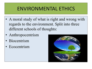 Environmental ethics and global view on sustainable earth | PPTX