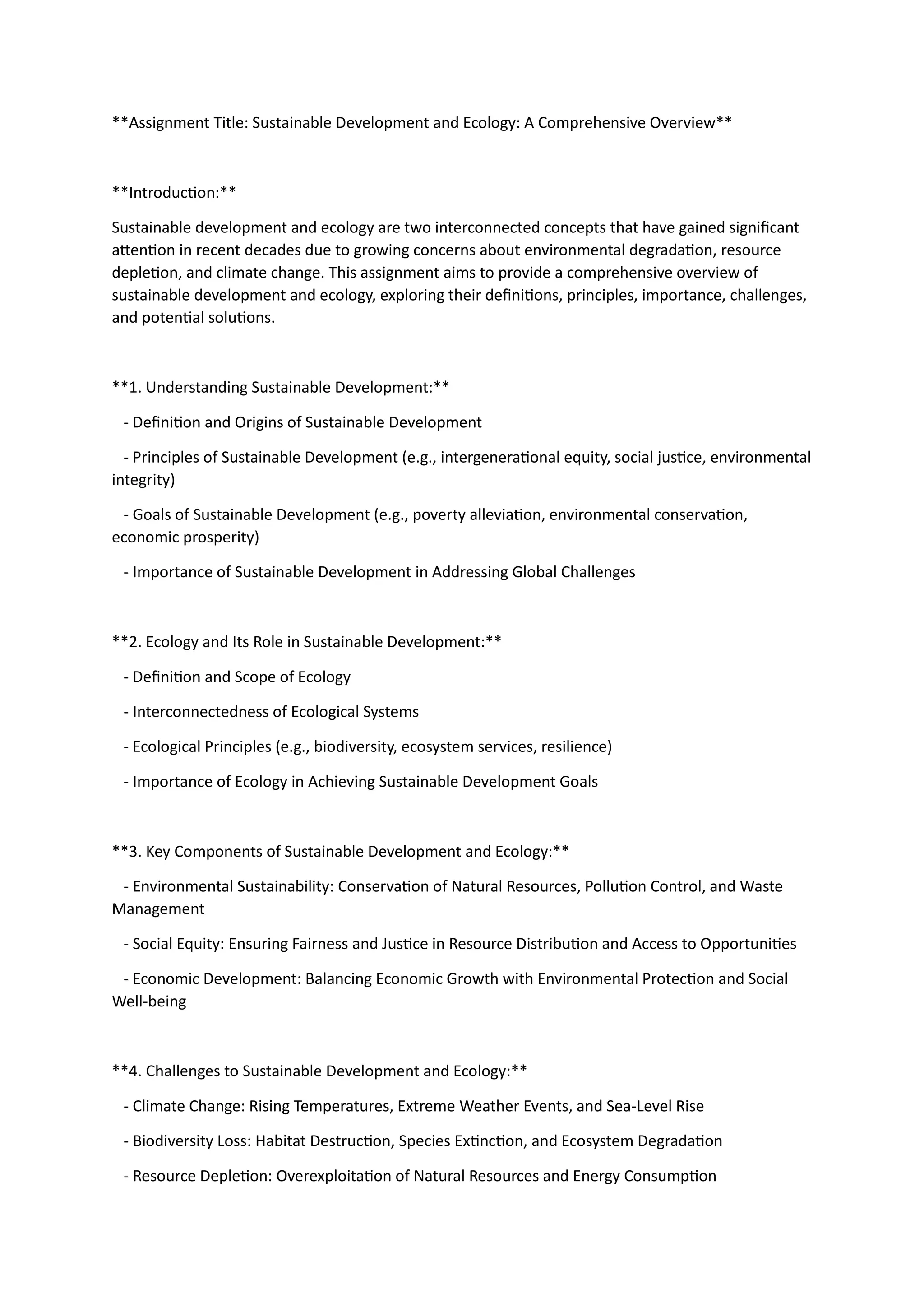 Sustainable Development and Ecology: A Comprehensive Overview | PDF