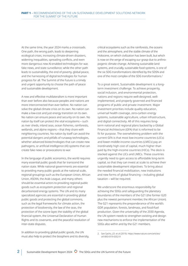 UN SDSN Sustainable Development Report 2024 | PDF