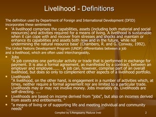 Sustainable Livelihood Framework SR | PPT