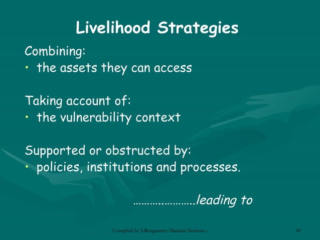 Sustainable Livelihood SR | PPT