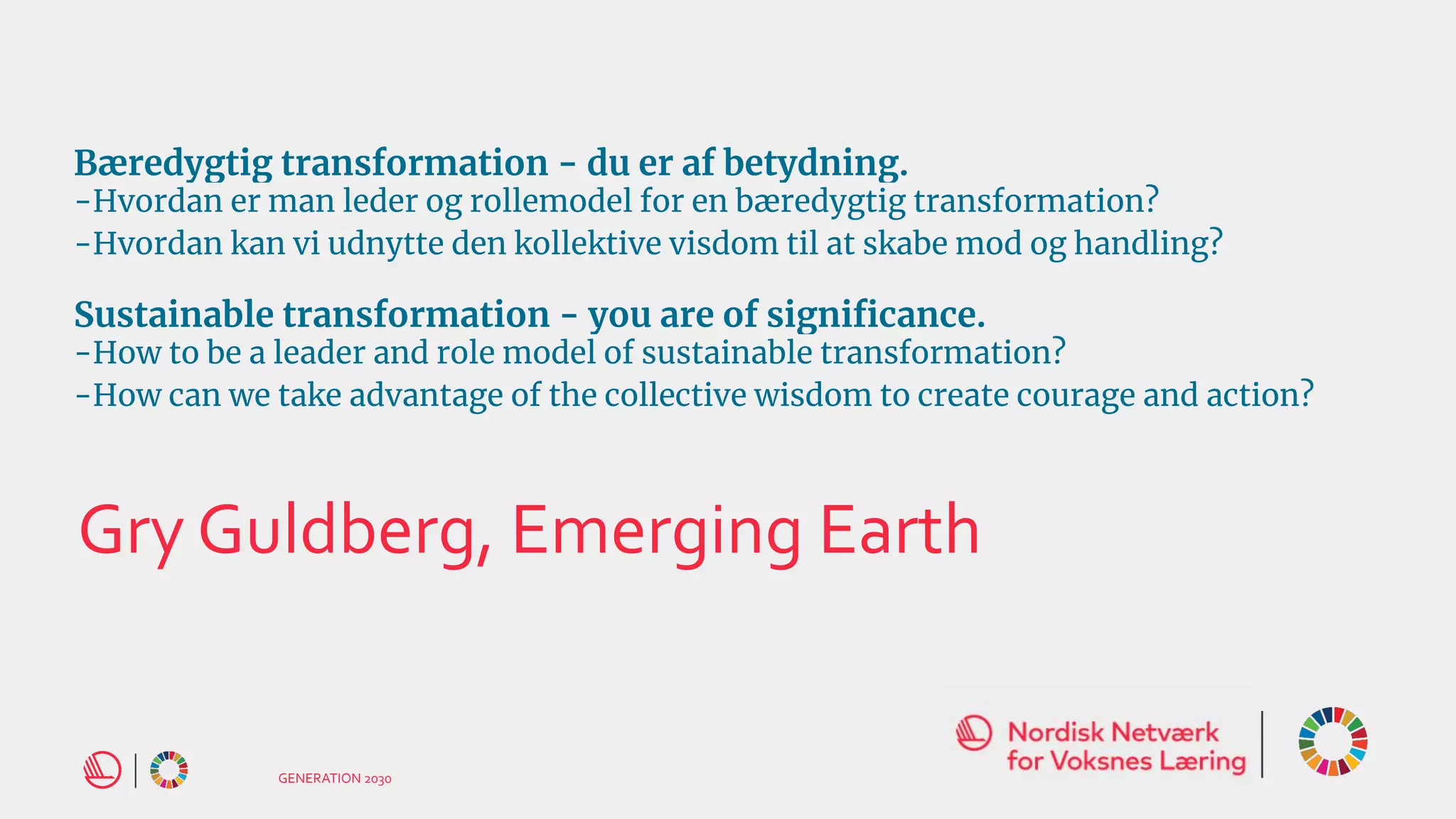 Sustainable transformation - you are of significance. How to be a ...
