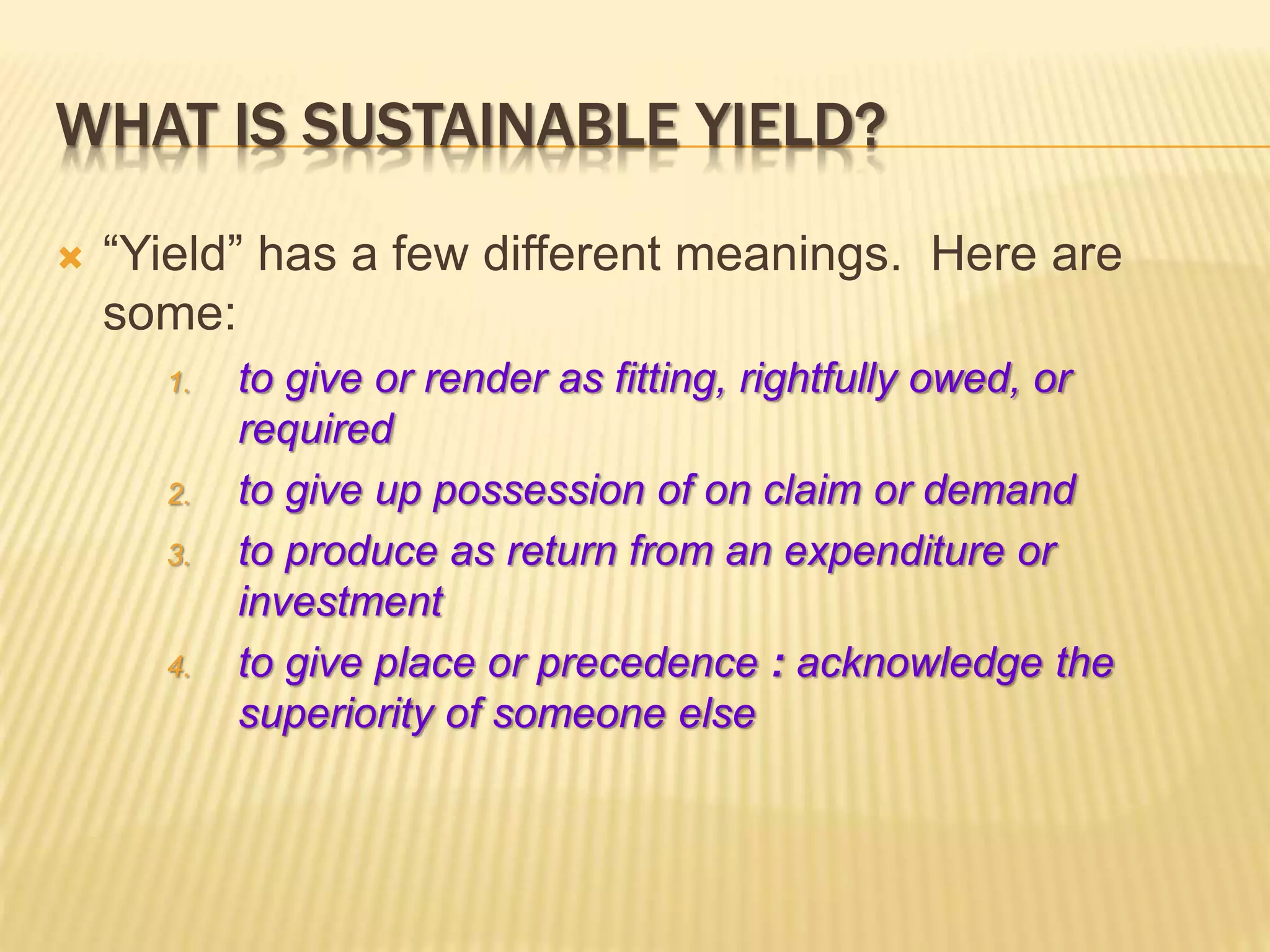 Sustainable yield copy | PPT