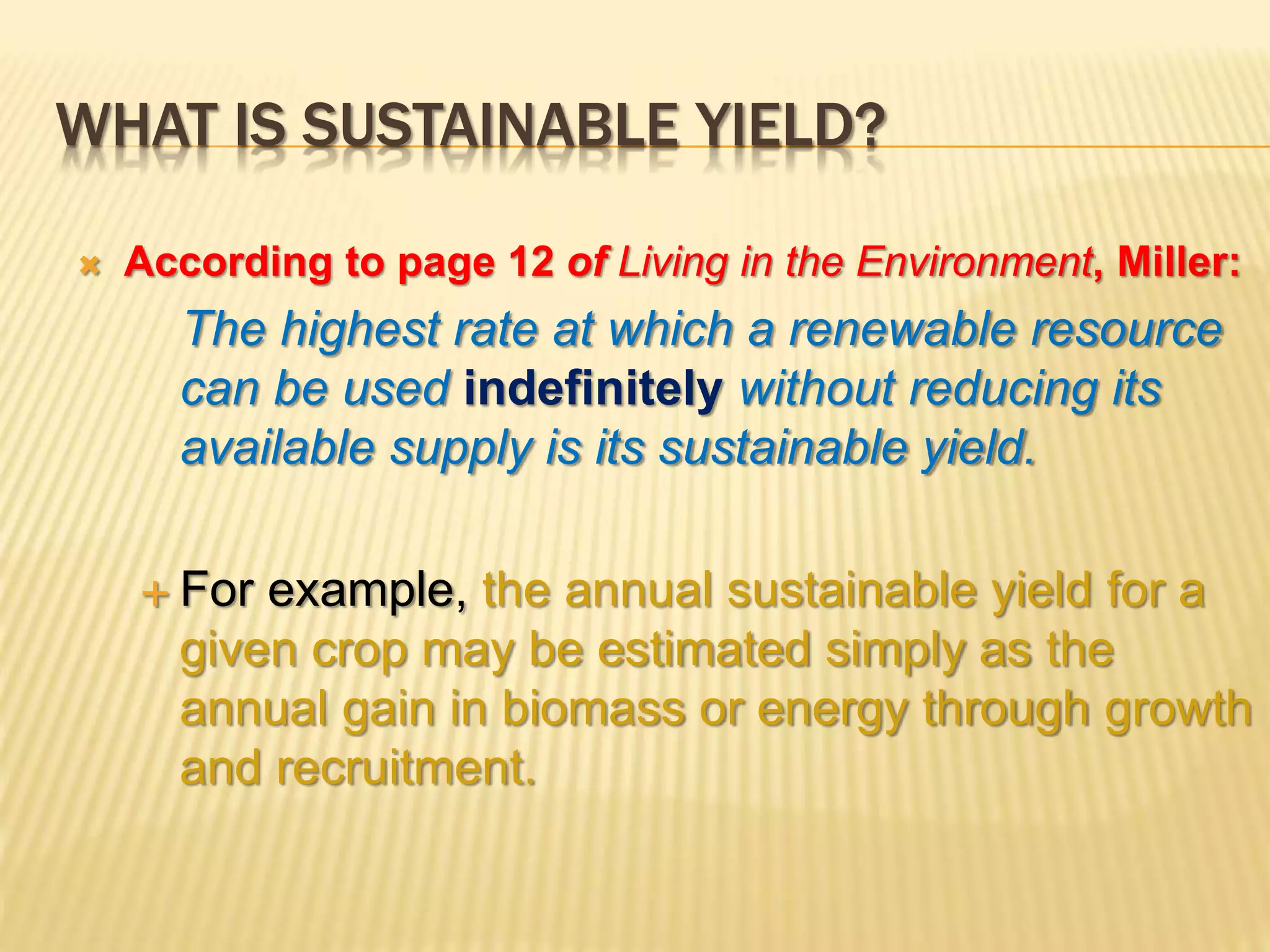 Sustainable yield copy | PPT
