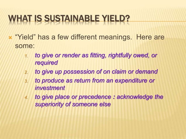 Sustainable yield copy | PPT