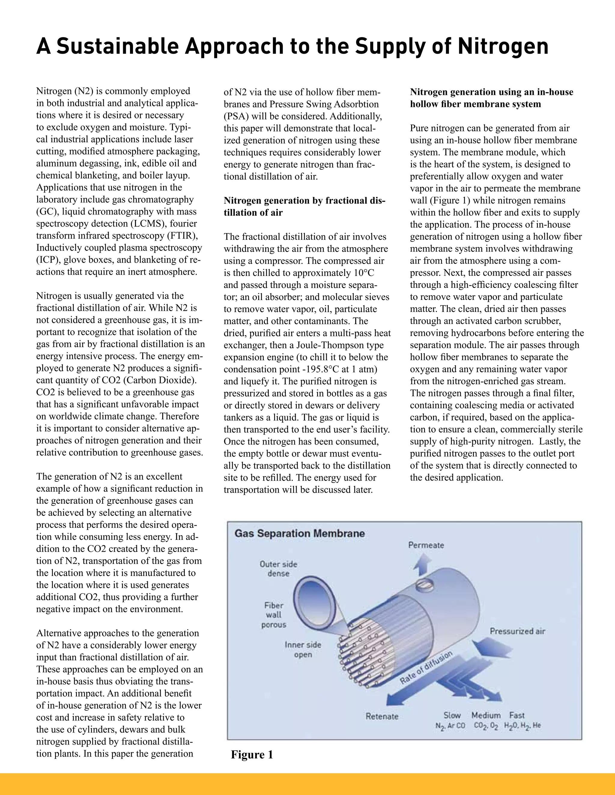 Comparison of Alternate Methods for Generating Nitrogen for Industrial ...